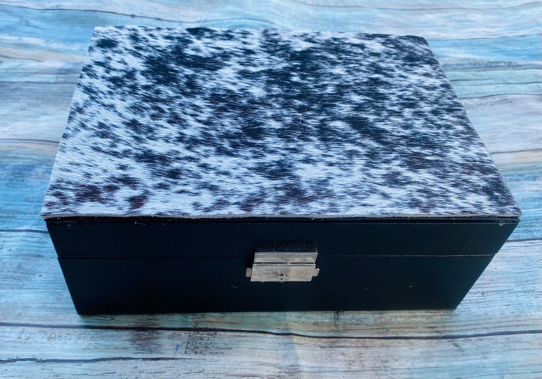 Cowhide Jewelry Box Black W/cowhide - Etsy