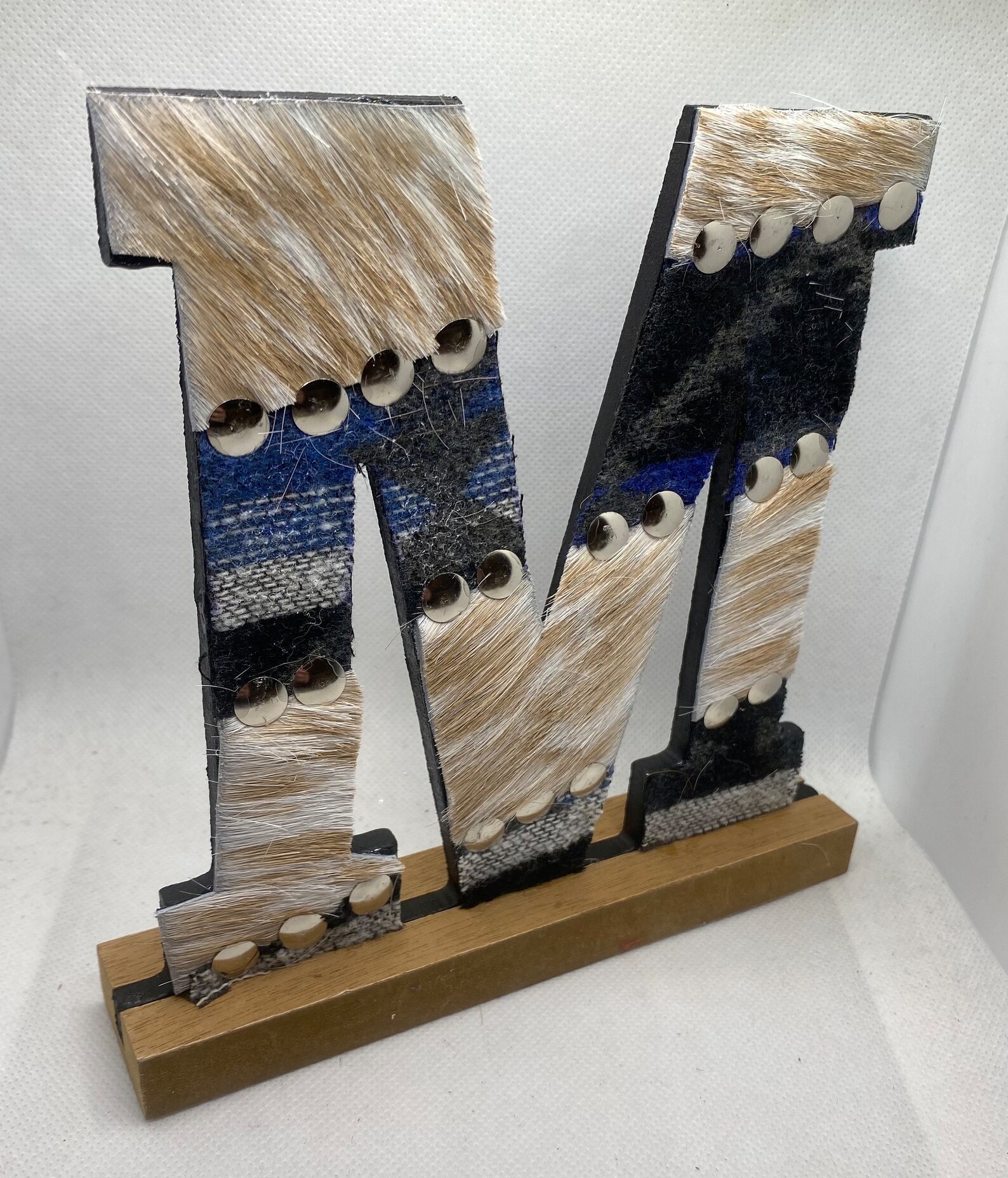 Cowhide & Wool Western Letter M Shelf Decor - Etsy