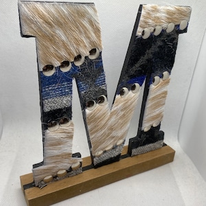 Cowhide & Wool Western Letter M Shelf Decor - Etsy