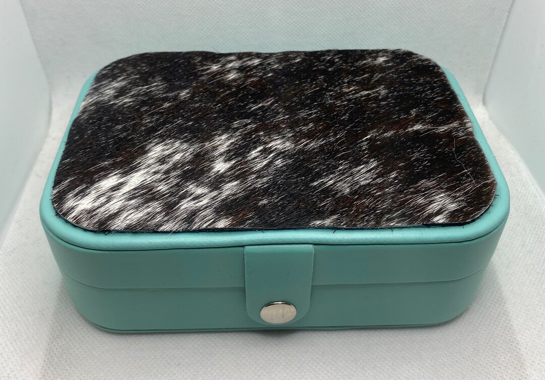 Cowhide Jewelry Box Teal - Etsy