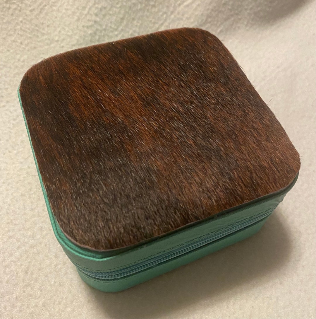 Travel Size Cowhide Jewelry Box Teal - Etsy
