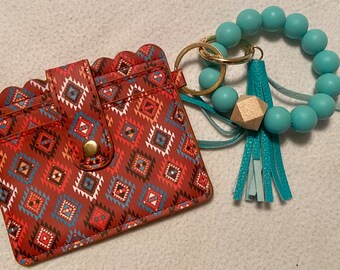 Royal Blue ID Wallet Blue Wallet Beaded Wristlet Keychain Add on Blue ...