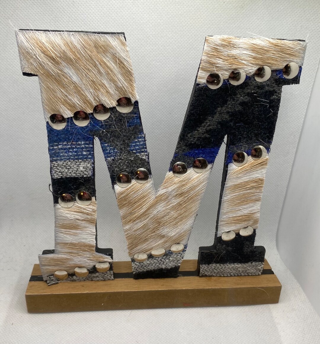 Cowhide & Wool Western Letter M Shelf Decor - Etsy