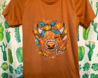 Women's SUNFLOWER Daisy HIGHLAND COW Fall Tee T-shirt Barn - Etsy