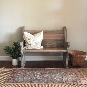 IN STOCK: Aged Oak - Church Pew Bench / Foyer, Entryway Furniture ...