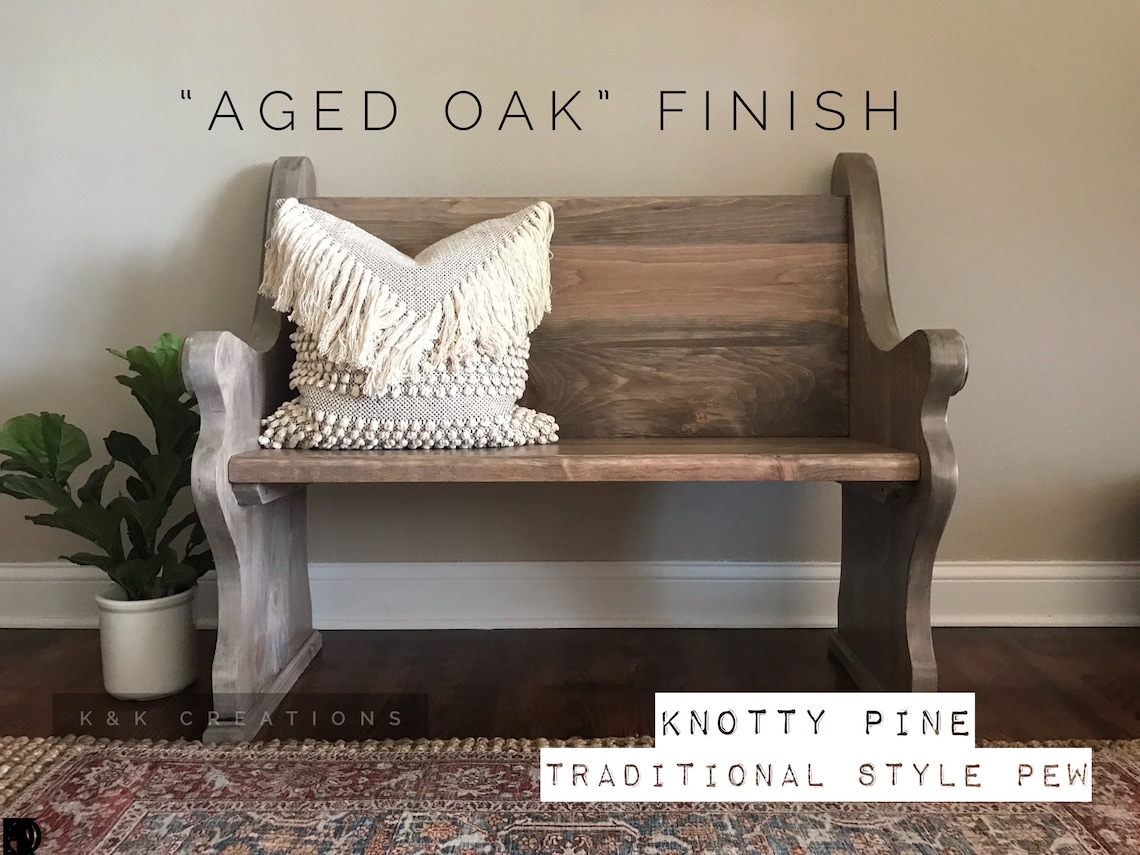 IN STOCK: Aged Oak Church Pew Bench / Foyer Entryway - Etsy