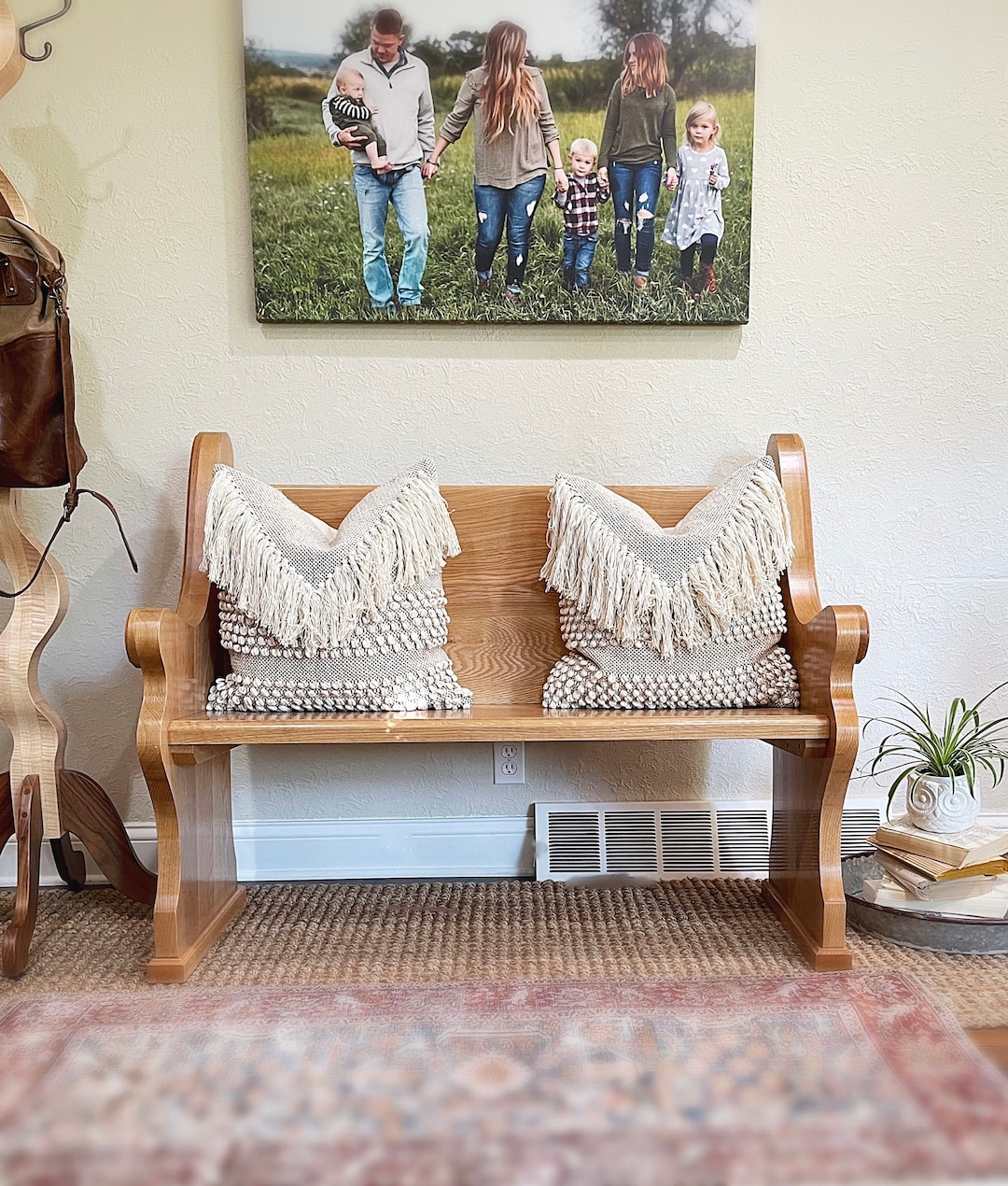 IN STOCK! White Oak Hardwood Church Pew Bench: Farmhouse Furniture ...
