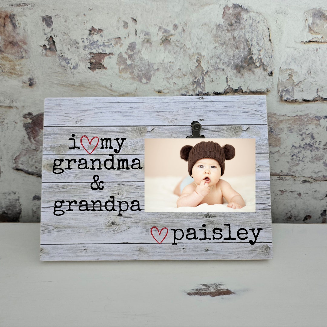 Grandma & Grandpa Picture Frame, Personalized Picture Frame, Rustic ...