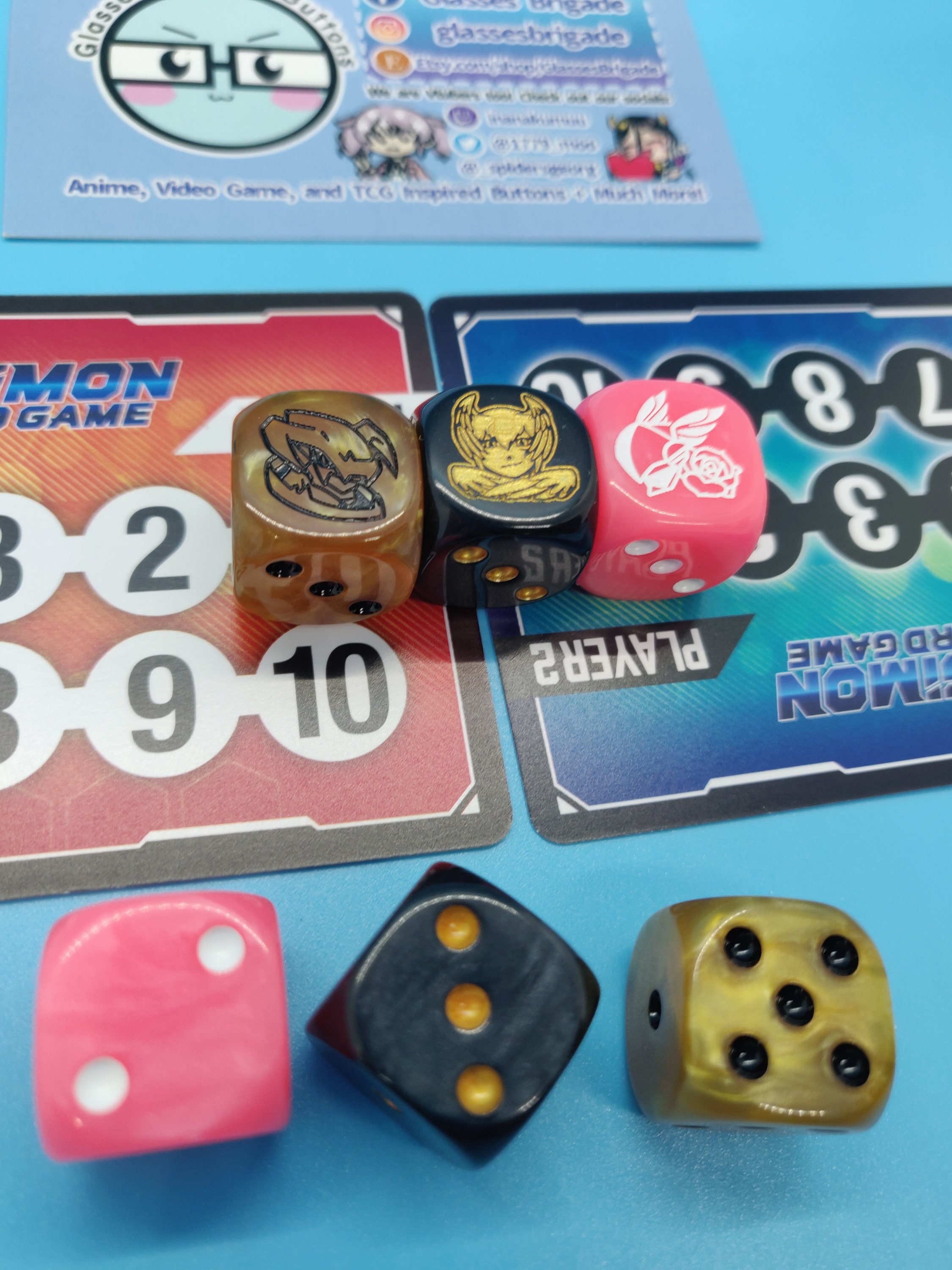 Digimon TCG - Fan Favorite Dice - 16mm Omnimon, Lucemon, Pulsemon and ...