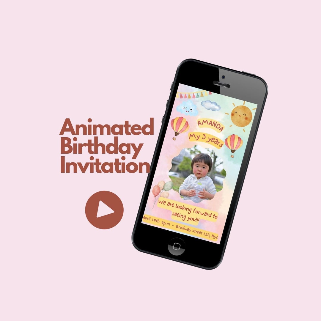 Animated Balloon Invitations Digital Invitation Custom Video - Etsy