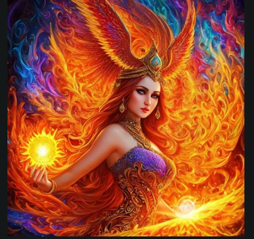 Beautiful Fire Phoenix Valkryie Goddess Warrior Spirit Companion ...
