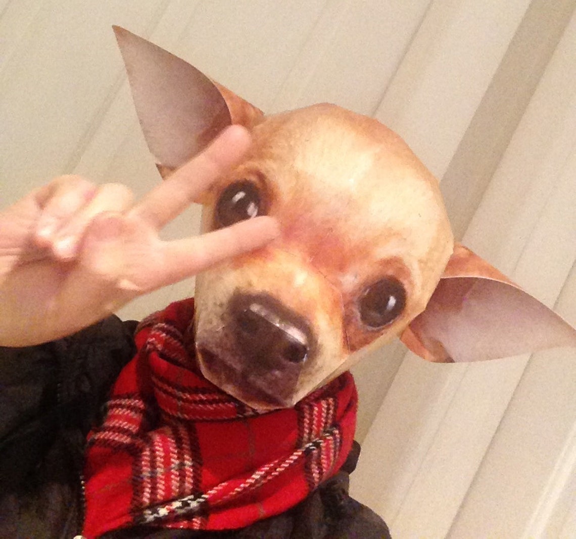 Papercraft Chihuahua Template Adult Mask DIY Animal Mask Printable No ...
