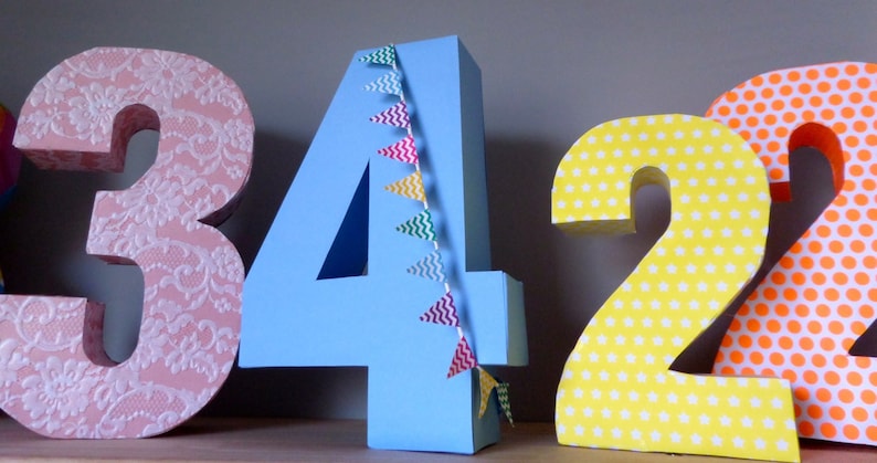Digital Download Number 4 3D Papercraft Pattern Model Number 4 Template ...