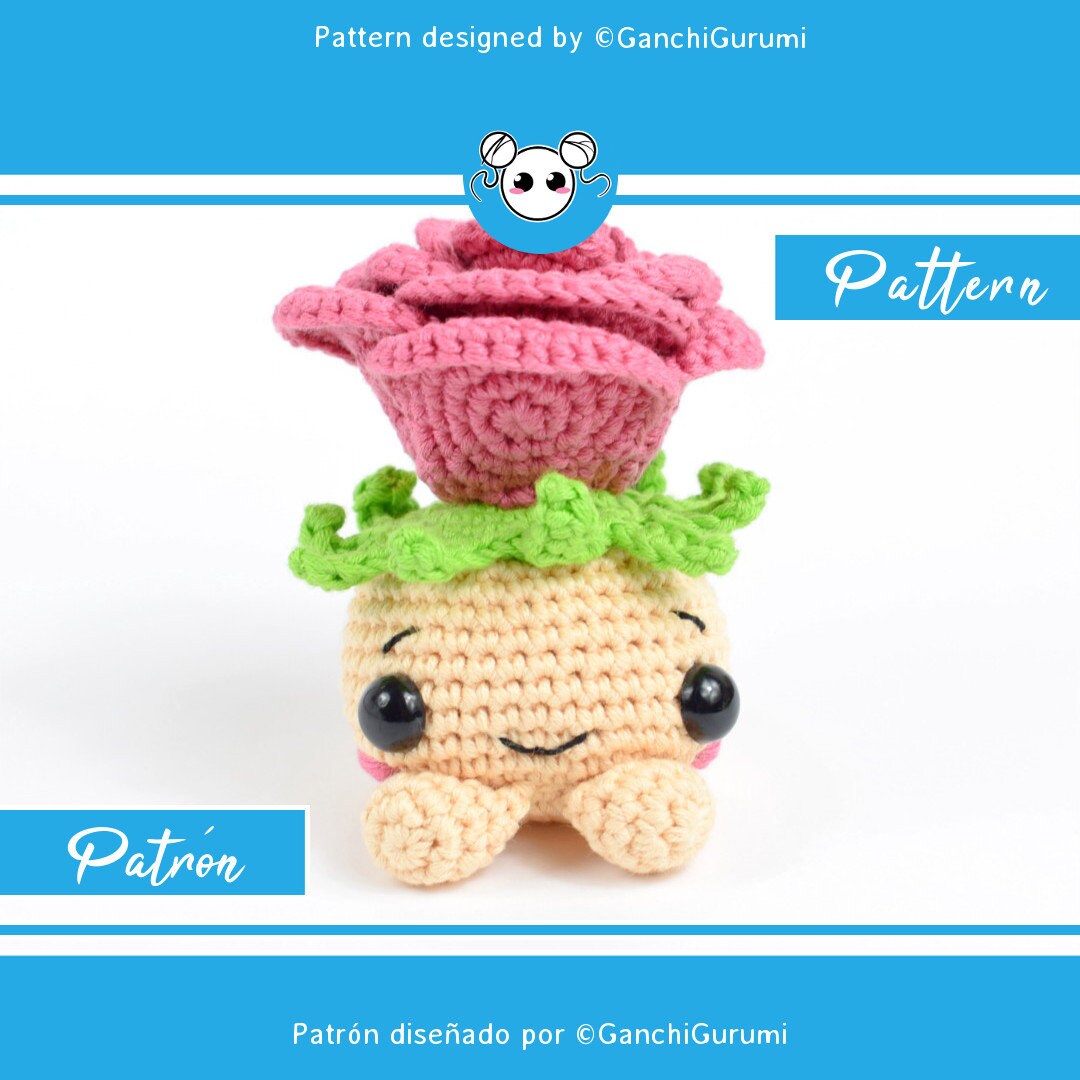 Rose bulb amigurumi rose rose pattern amigurumi pattern | Etsy