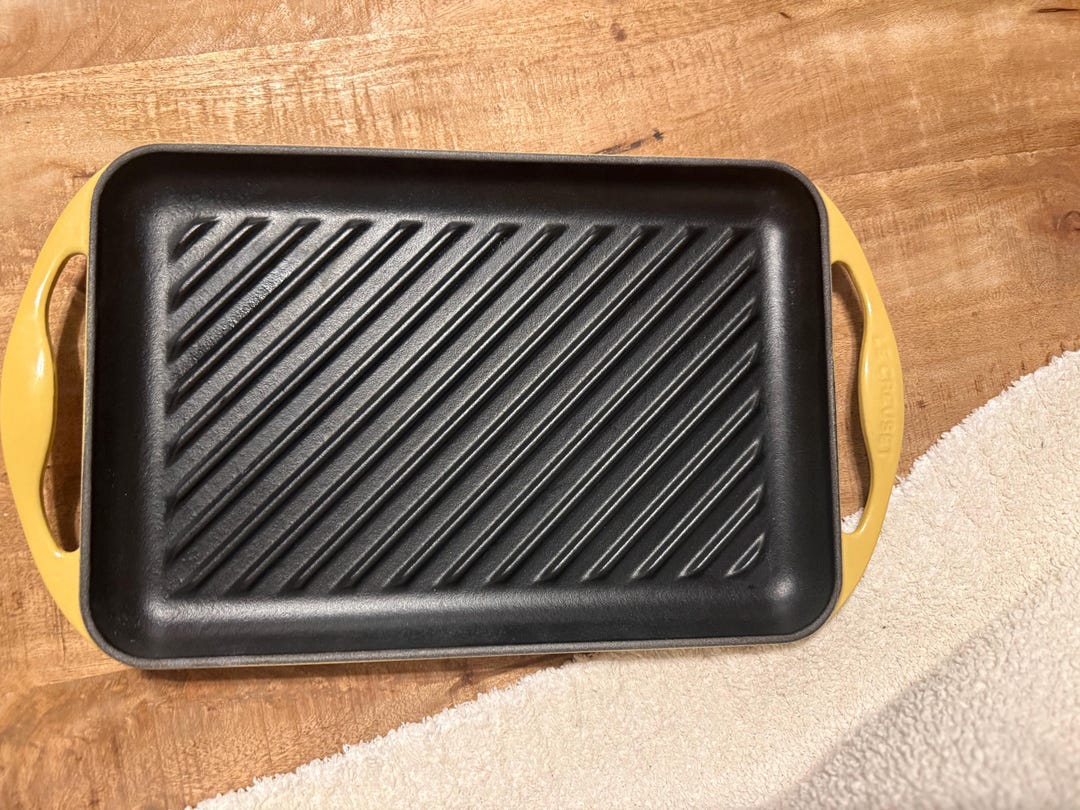 Le Creuset Yellow Rectangular Cast Iron Grill Pan | French Enameled ...