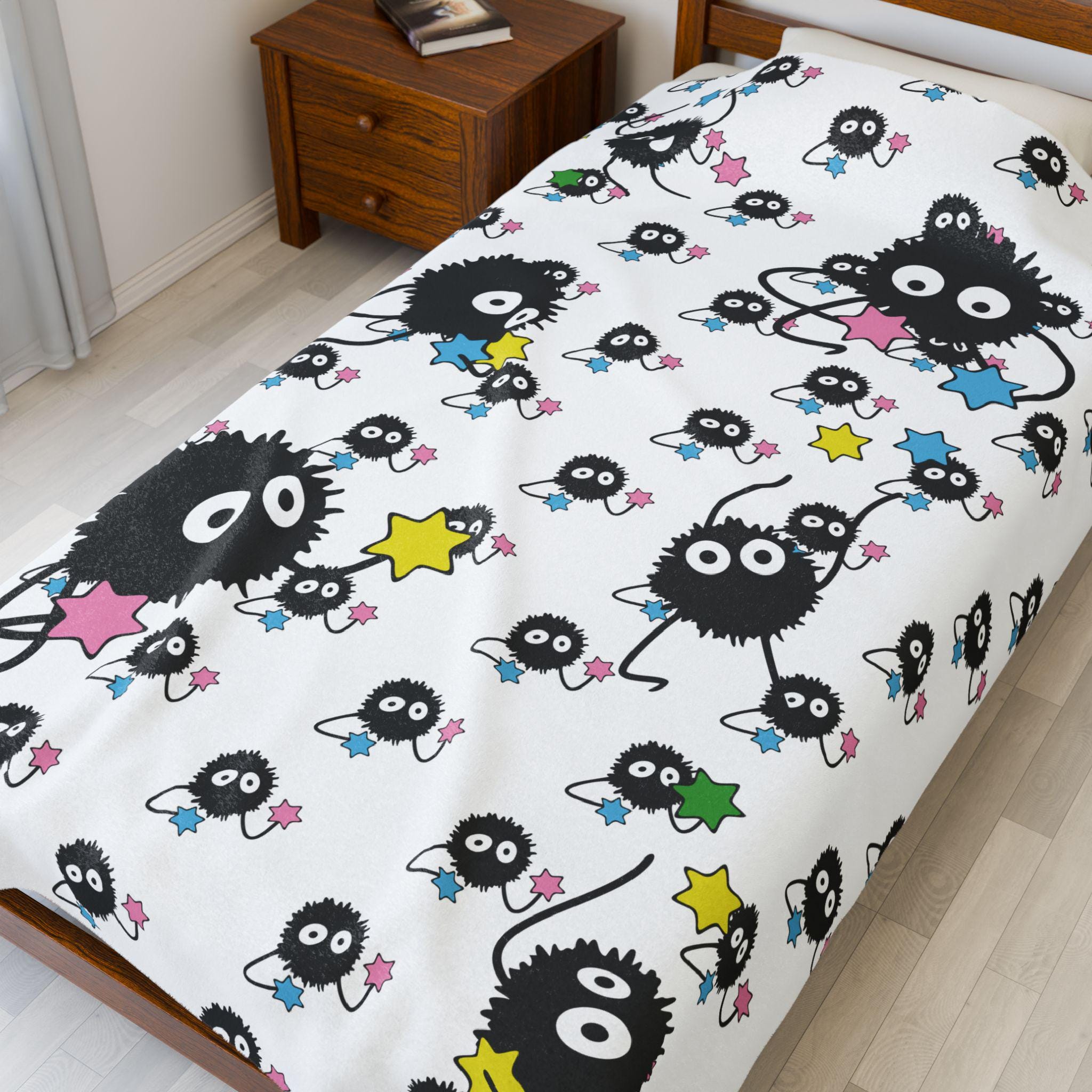 Soot Sprites With Stars | Cozy Throw for Kids | Whimsical Velveteen ...