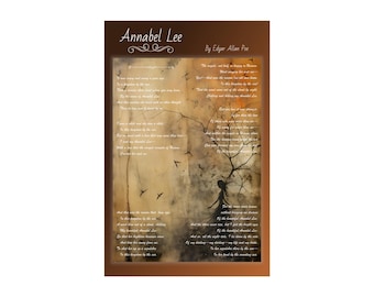 Annabel Lee Edgar Allan Poe Print Art Surreal Home Decor Poem Poetry ...