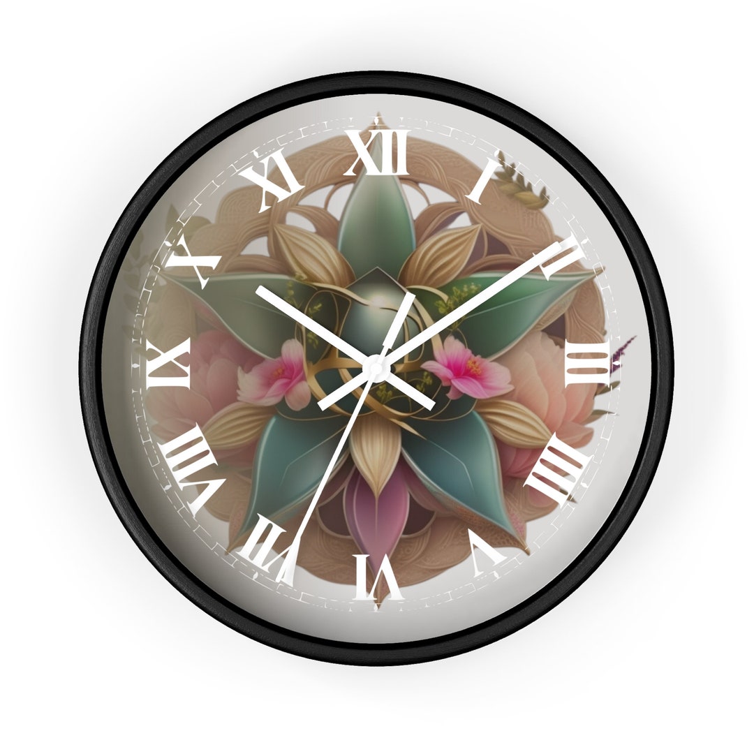 Pretty Pagan | Pretty Floral Pentagram | Wall Clock - Etsy