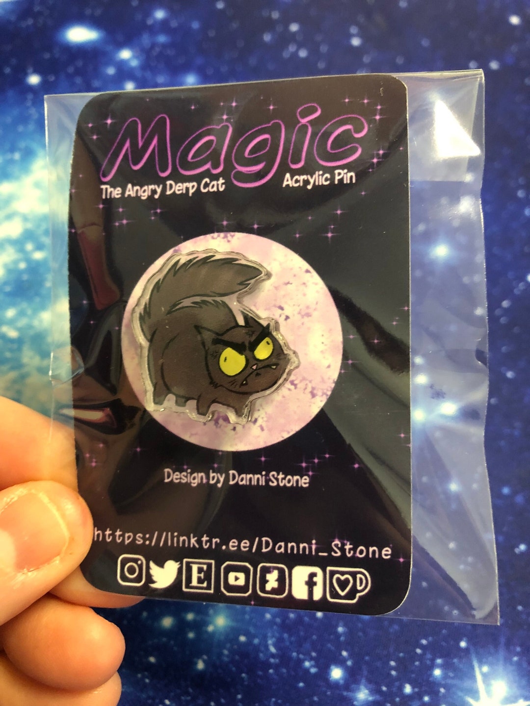 Black Cat Arcylic Pin Magic the Angry Derp Cat Gift for - Etsy