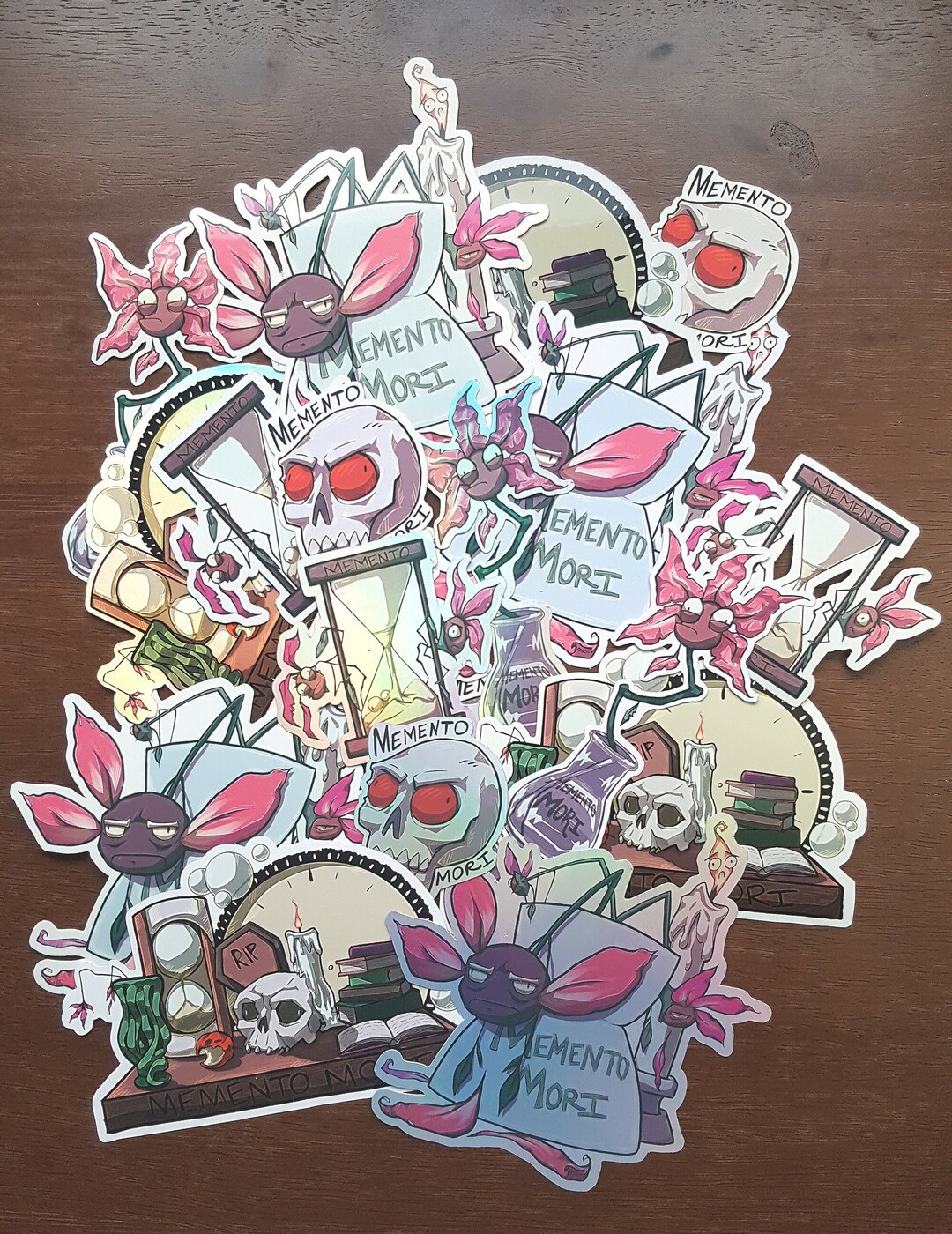 Memento Mori Stickers, Derpy Cute Sticker, Skull, Flower, Hourglass ...