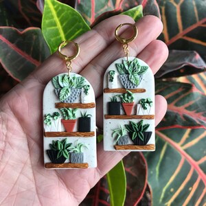 Plant Shelf Earrings, Botanical Earrings, Clay Earrings, Statement ...