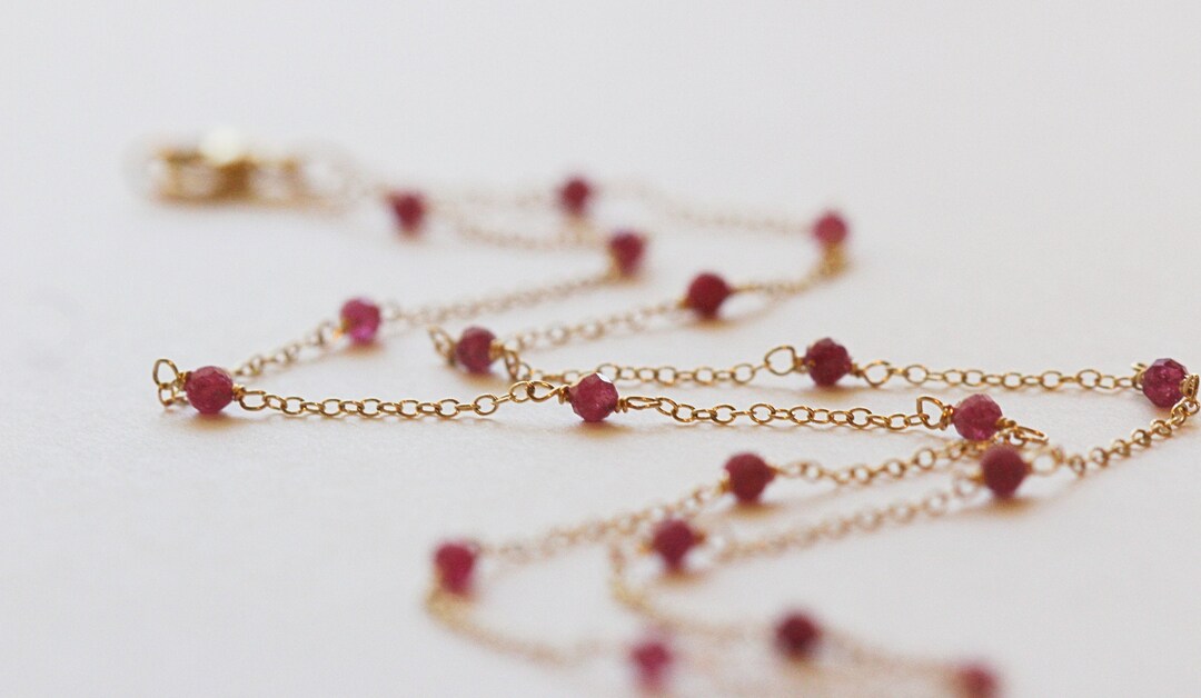 Tiny Ruby Necklace, 14K Gold or Sterling Silver Ruby Necklace, Dainty ...