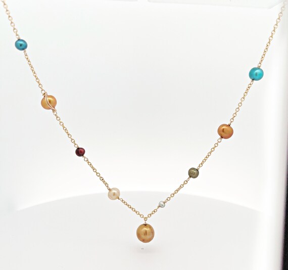 Pearl Solar System Necklace Freshwater Pearl Necklace Space Necklace Necklace for Science Lover Astronomy Necklace Pluto Optional Etsy