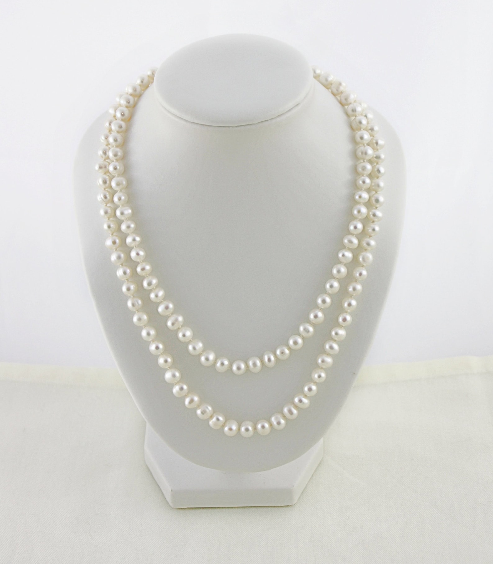 Two Strand Pearl Necklace Multistrand Pearl Necklace Wedding - Etsy