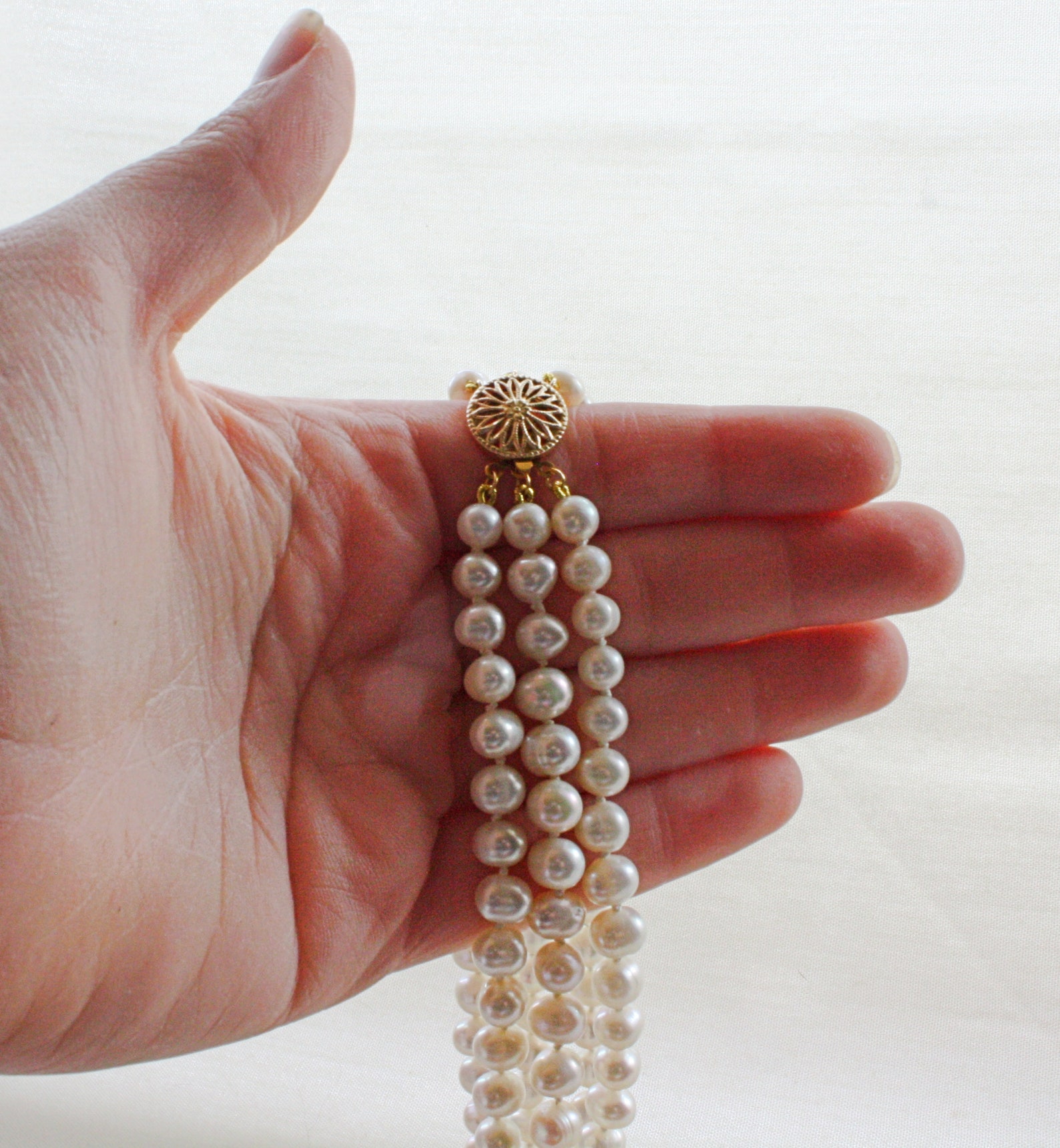 3 Strand Pearl Necklace Multistrand Pearl Necklace 3 Strand - Etsy