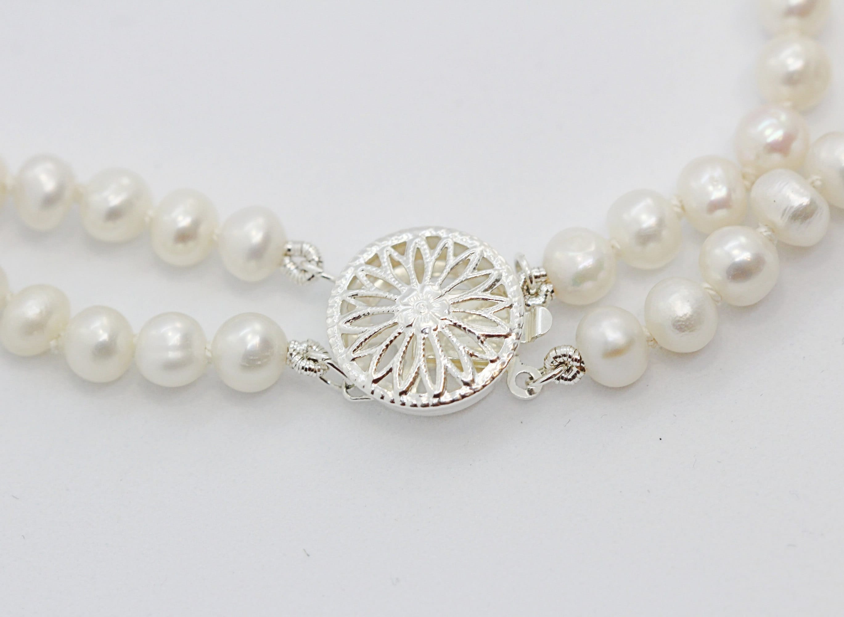 Two Strand Graduated Pearl Necklace Classic Pearl Necklace | Etsy