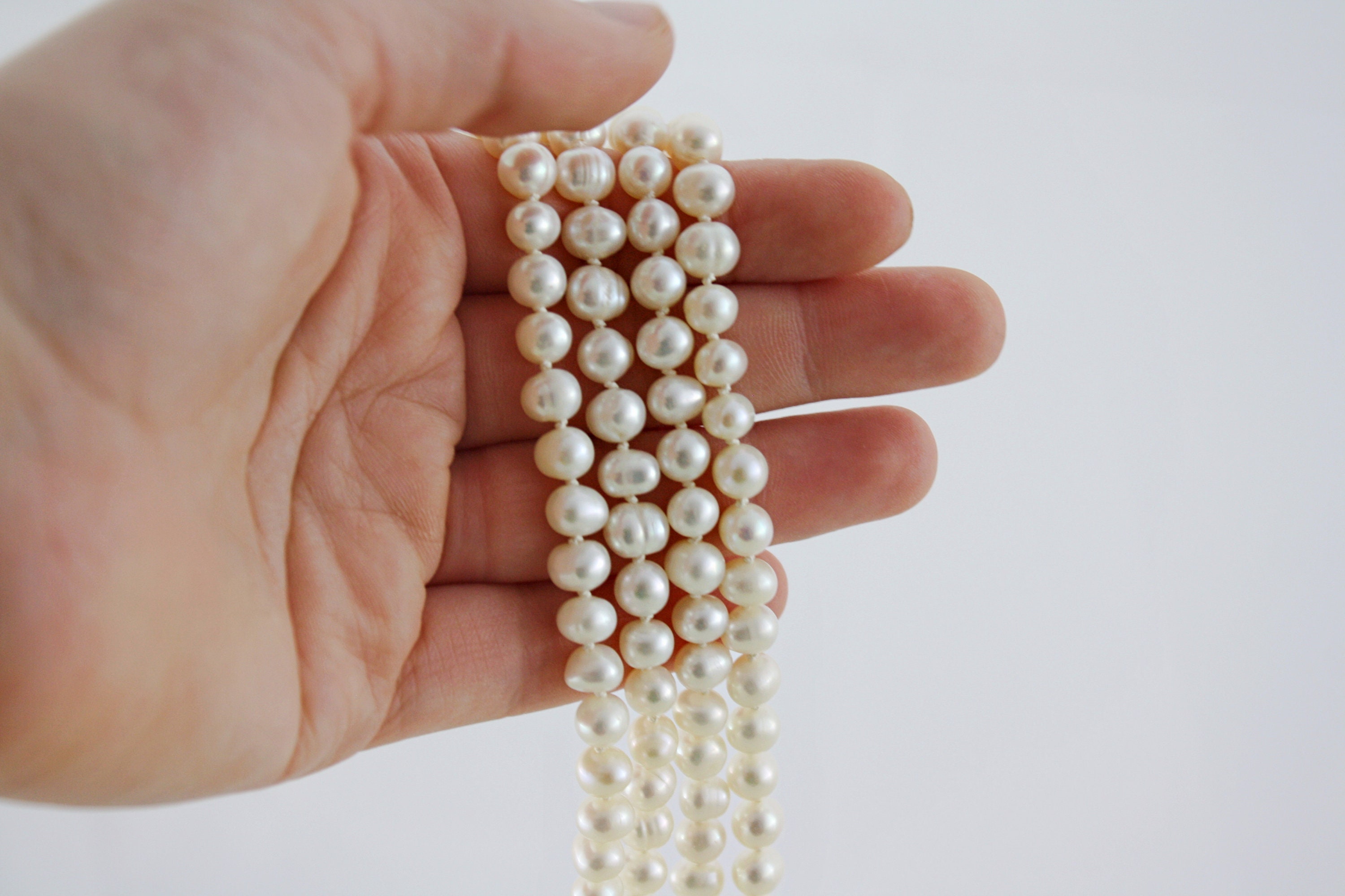 Two Strand Pearl Necklace Multistrand Pearl Necklace Wedding - Etsy