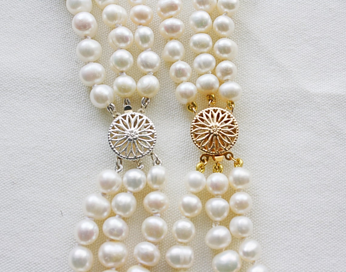 3 Strand Pearl Necklace Multistrand Pearl Necklace 3 Strand - Etsy
