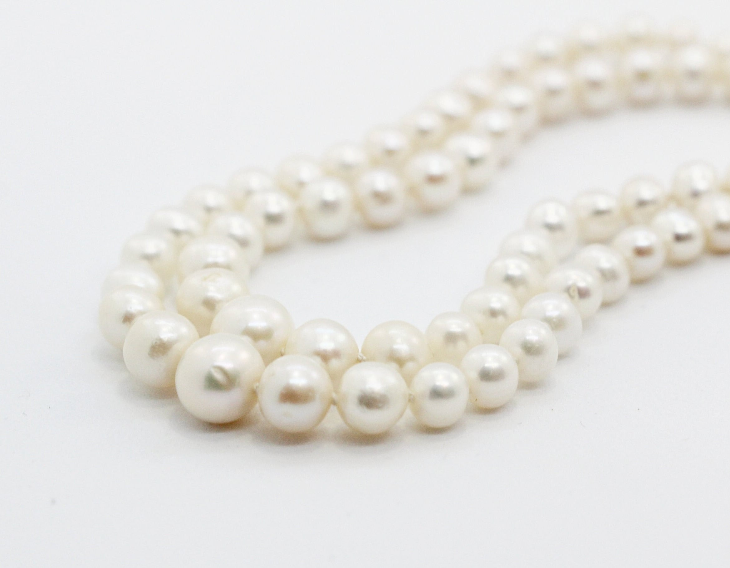 Two Strand Graduated Pearl Necklace, Classic Pearl Necklace, Freshwater ...