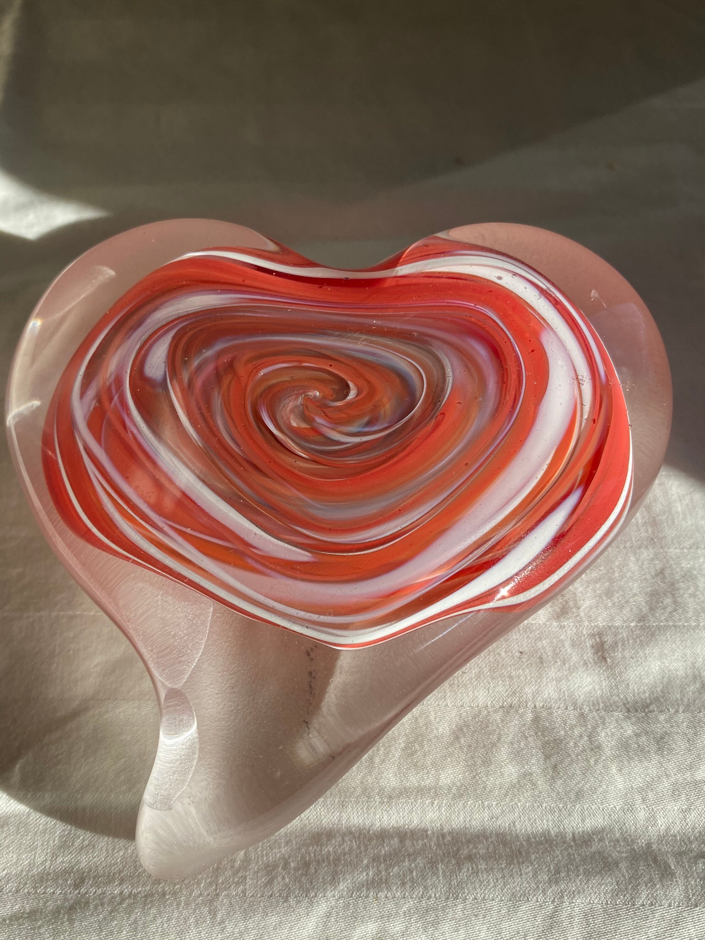 Office Swirled Red Glass Heart Sculptural Paperweight Home & Living ...