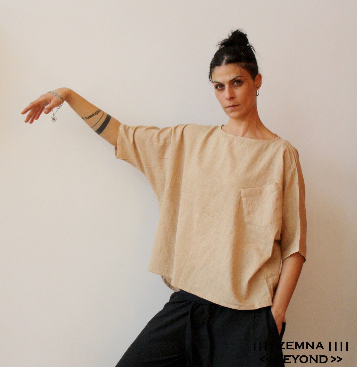 Loose Women Khadi Cotton Zen Shirt in Japanese Style, Oversized Top ...