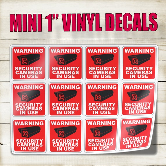 Mini 1 Warning Security Camera in Use Sticker Decals for | Etsy