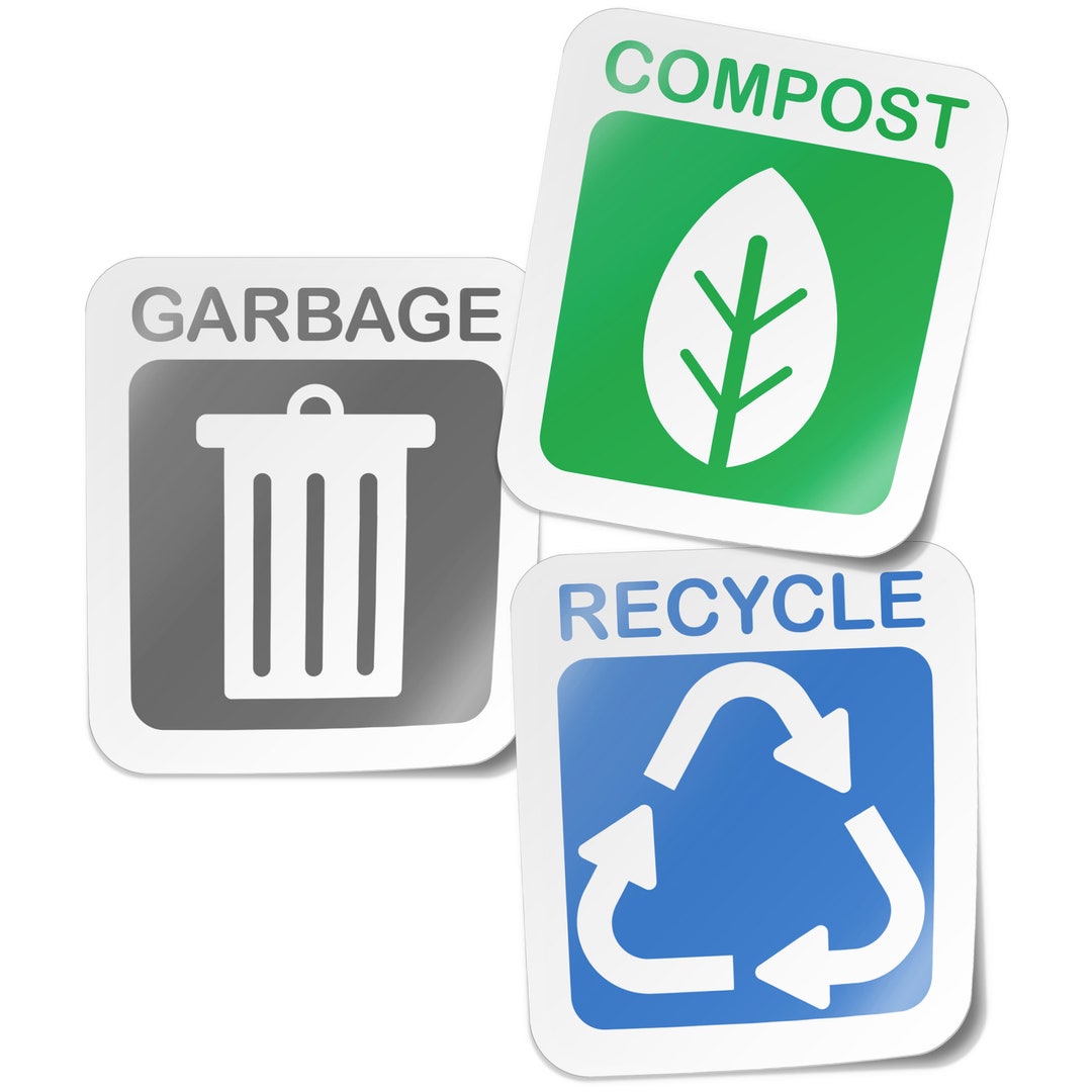 Garbage Trash Recycle Compost Stickers Labels Decals - Etsy