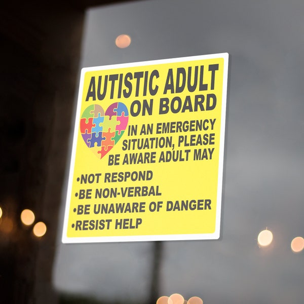 Adult With Autism on Board Sticker - Etsy