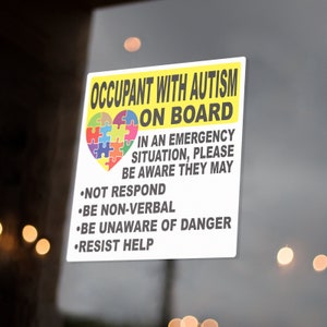 Occupant With Autism on Board Sticker Decals - Etsy