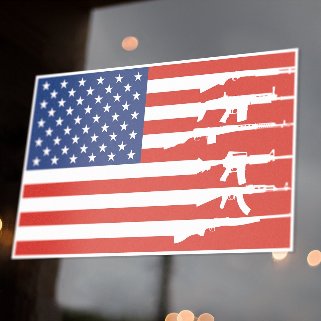 American Flag With Guns Sticker Decals USA United States of America - Etsy