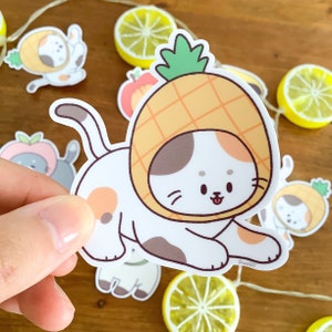 Fruit Cat Vinyl Sticker Set | Banana Apple Pear Peach Pineapple ...