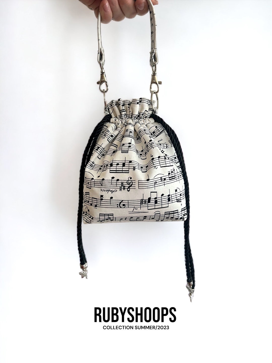 Handmade Music Notes Bag – Cute Drawstring Purse for Music Lovers ...