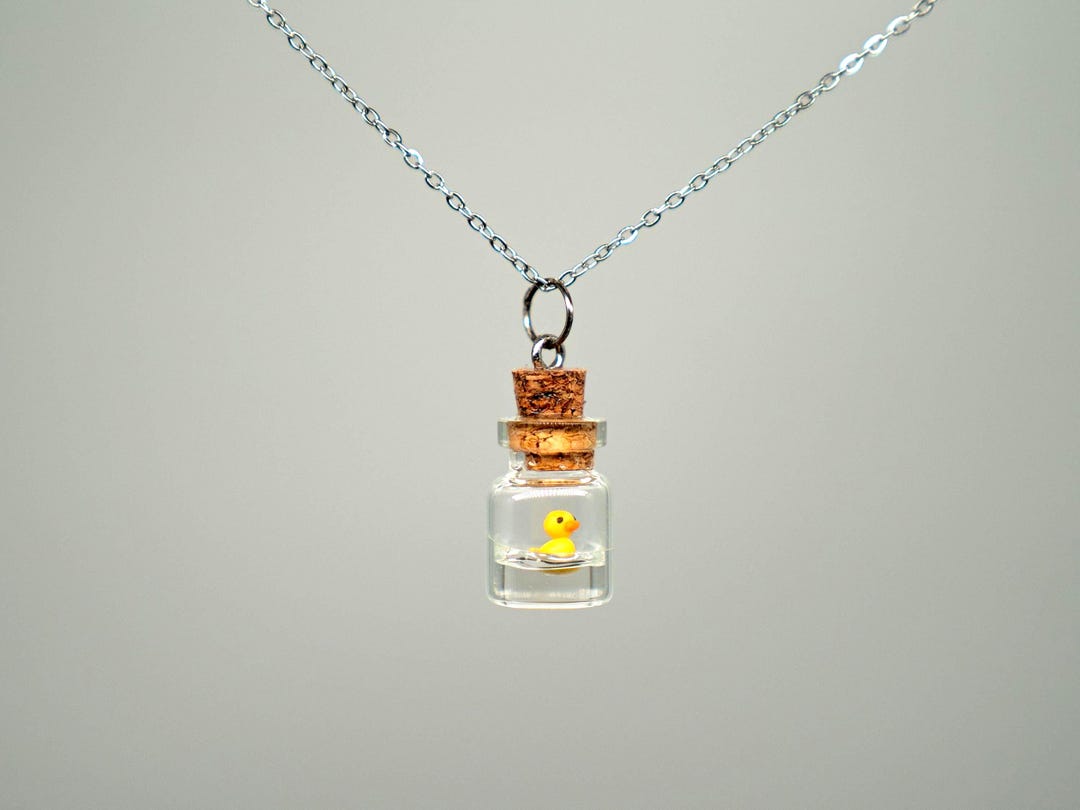 Mini Duck in Bottle Necklace – Tiny Glass Bottle Pendant – Handmade ...