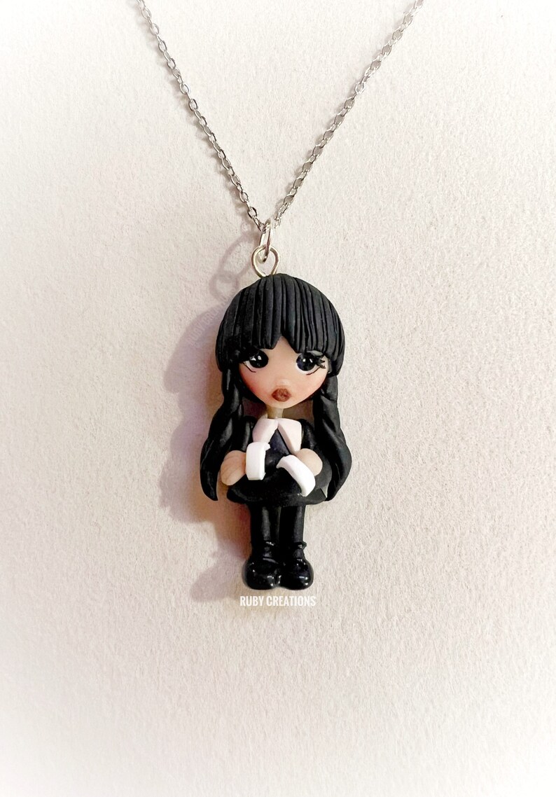 Wednesday Addams Necklace Miniature Clay Art Jewelry Polymer - Etsy