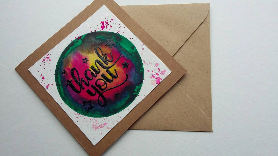 Thank You Card Handpainted Card - Etsy