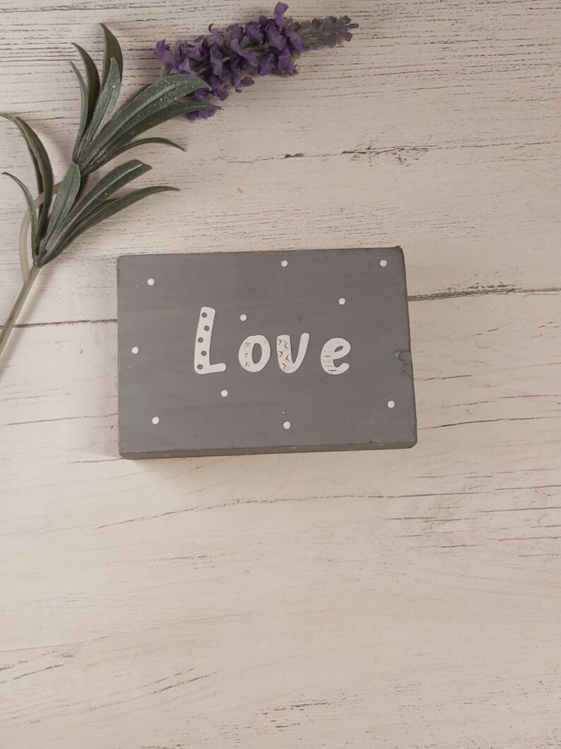 Grey Wooden Sign Rustic Wooden Block Love Sign - Etsy