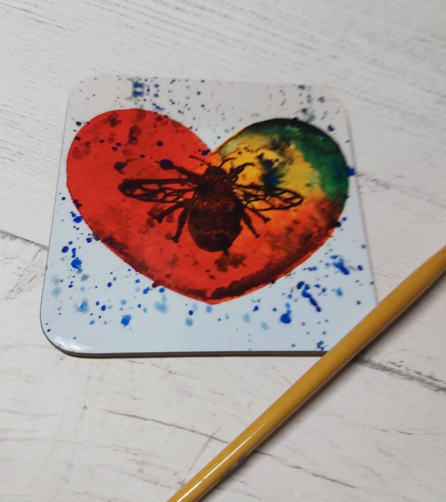 Bee Coaster, Wooden Bee Coaster, Manchester Bee, Rainbow, Manchester ...