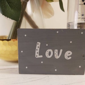 Grey Wooden Sign Rustic Wooden Block Love Sign - Etsy