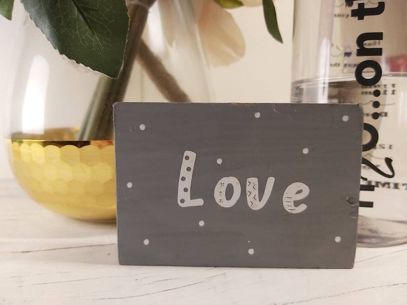 Grey Wooden Sign Rustic Wooden Block Love Sign - Etsy