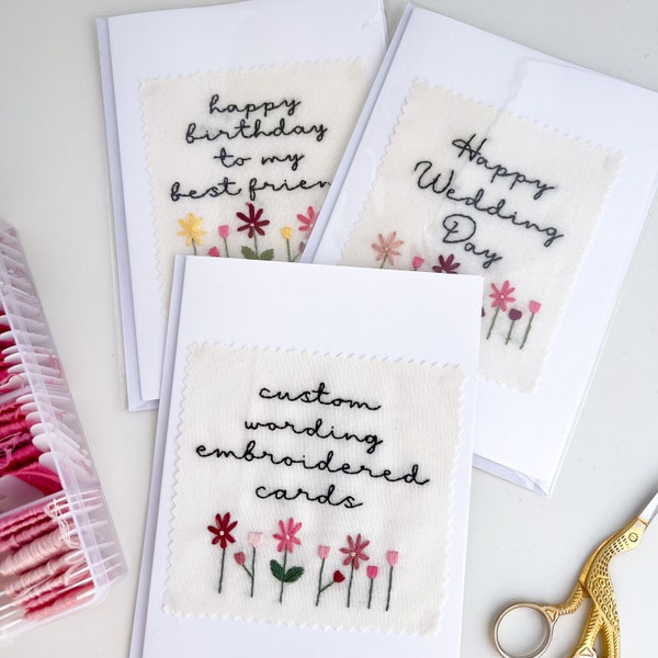 Embroidered Card - Etsy UK